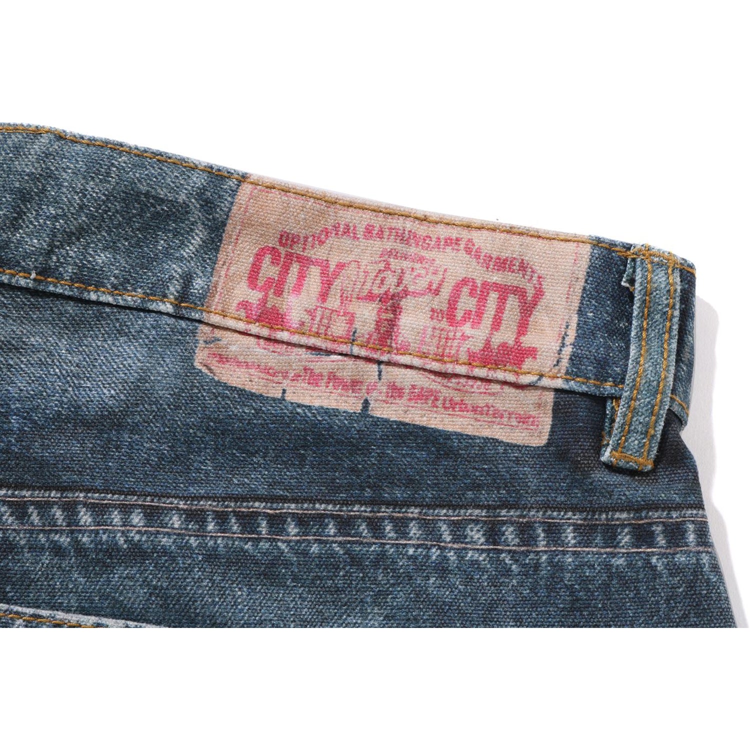 FAKE PRINT STA LOOSE FIT DENIM PANTS MENS – us.bape.com