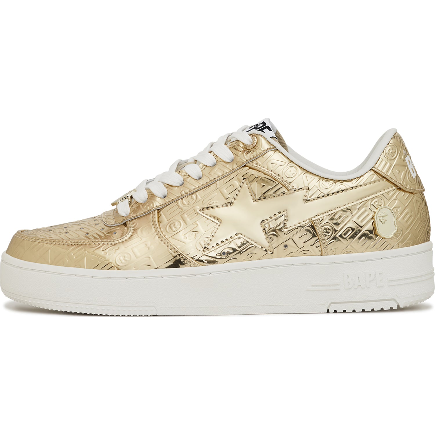 BAPE STA #5 Men’s Gold & Silver Sneaker – Patent Leather Athletic Shoe ...