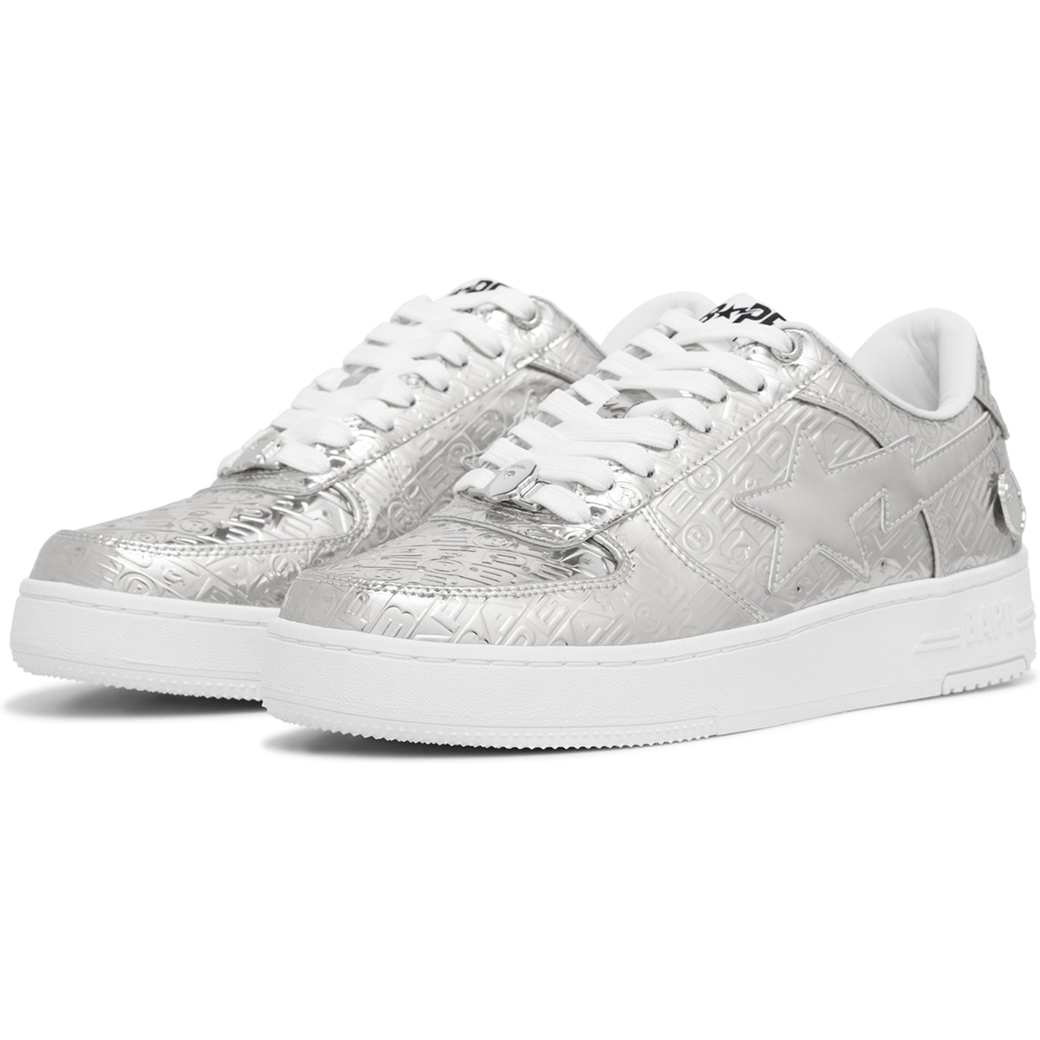 BAPE STA #5 Men’s Gold & Silver Sneaker – Patent Leather Athletic Shoe ...