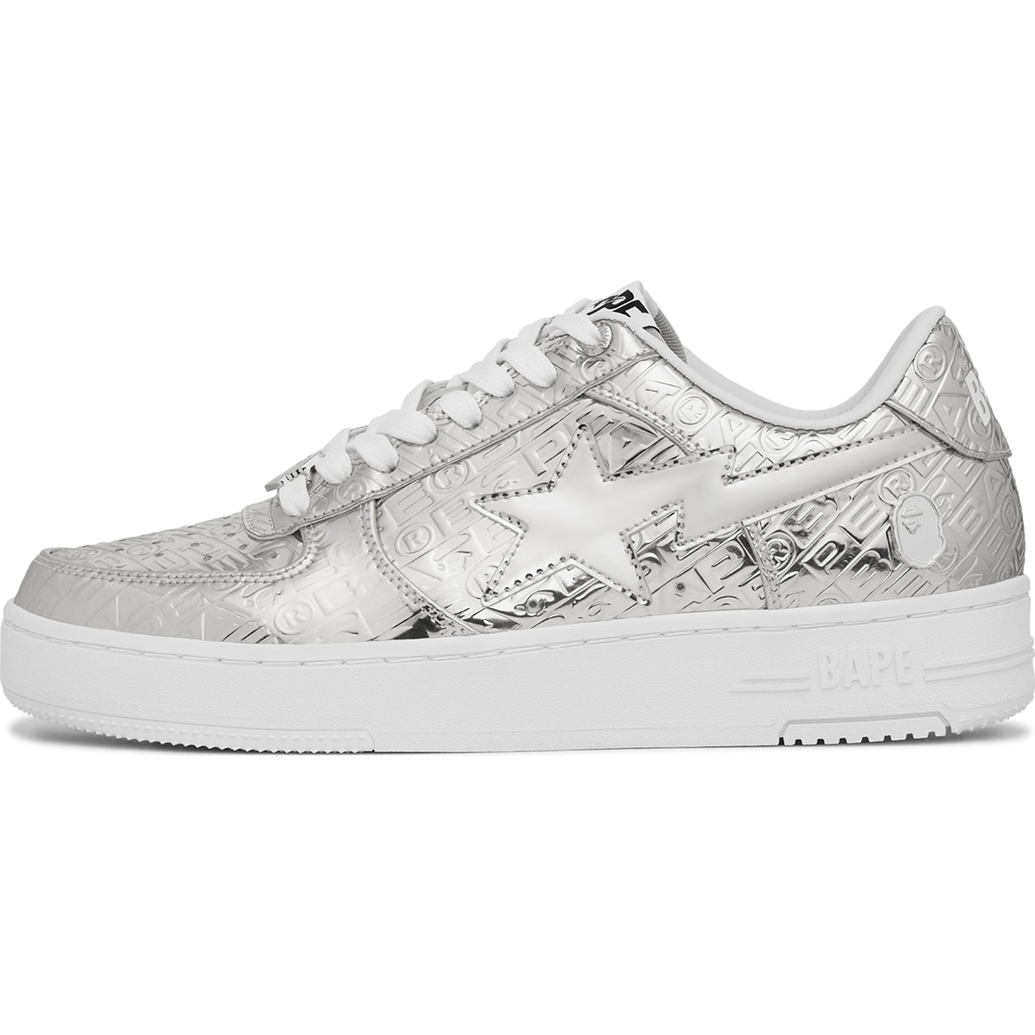 BAPE STA #5 Men’s Gold & Silver Sneaker – Patent Leather Athletic Shoe ...