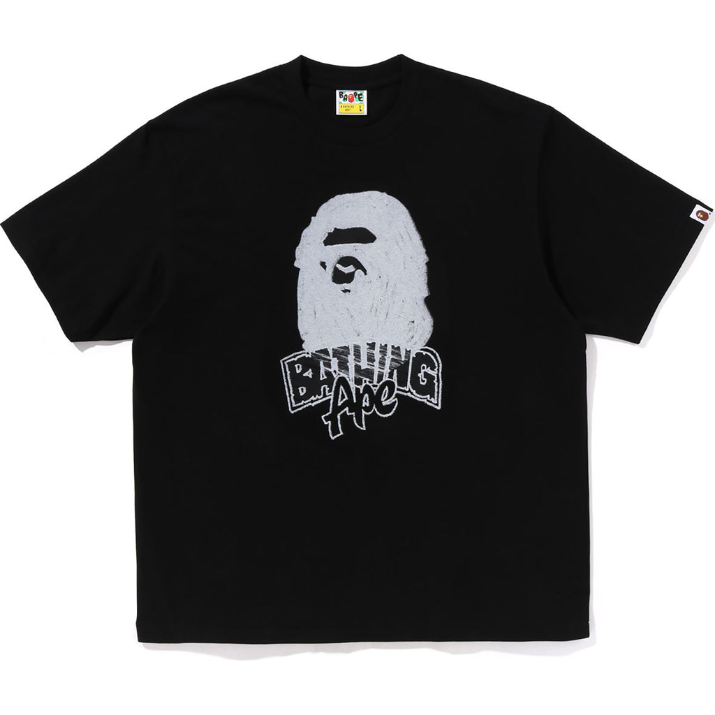 BAPE Mens Black White Hand Drawn Ape Head Logo Relaxed Fit Tee 2025 ...